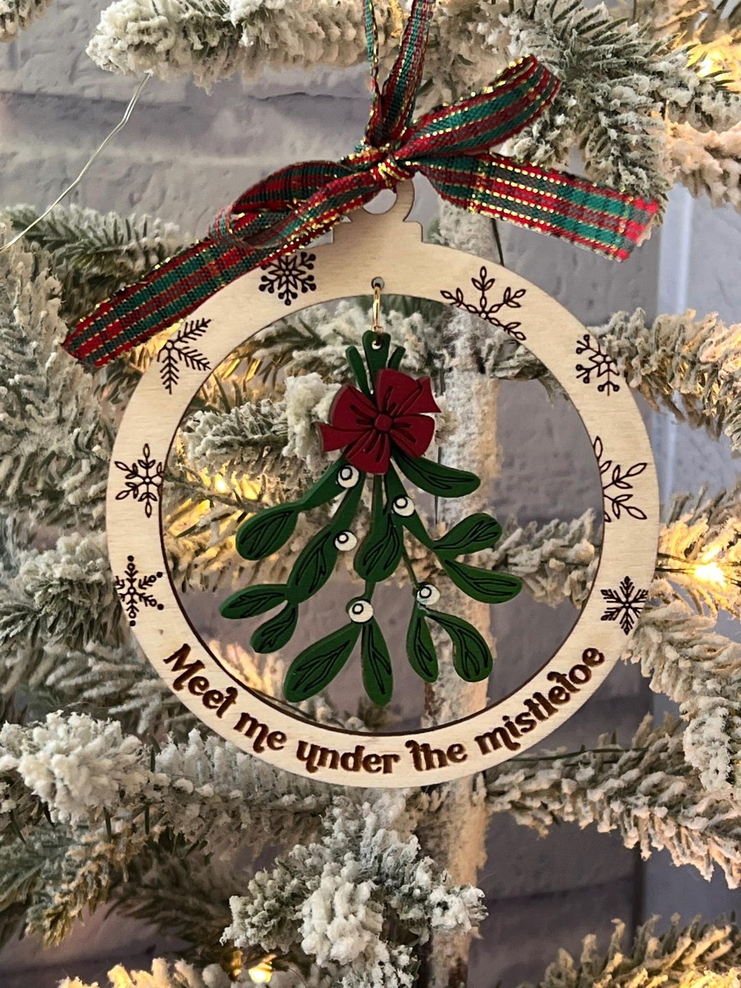 Laser Cut Wood Mistletoe Ornament - Etsy