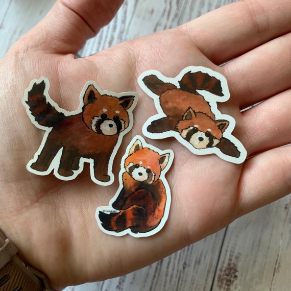 3 pc Red Panda Watercolor Vinyl Stickers | Etsy