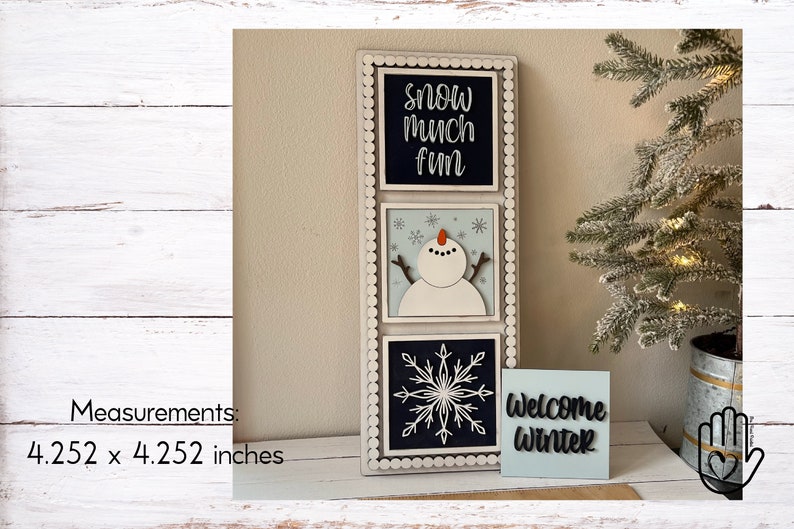 Laser Cut File - Snowman Winter Ladder Tiles - Interchangeable Signs ...