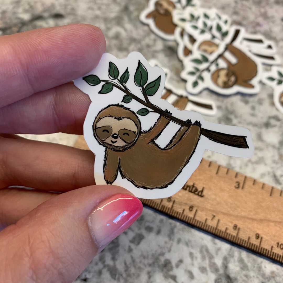 Cute Sloth Die Cut Laminated Vinyl Stickers, Waterproof Glossy Vinyl - Etsy