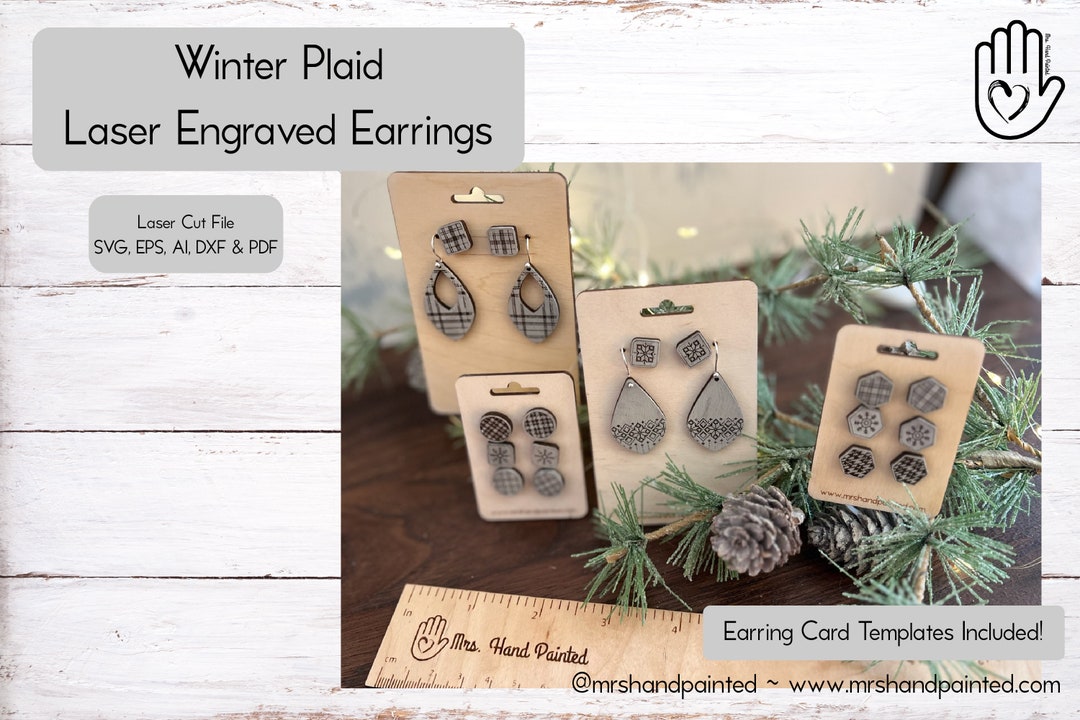 Digital Laser Cut File - Winter Plaid Earrings - Digital Download - Etsy