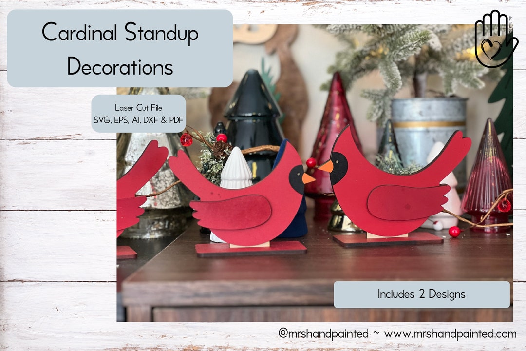 Digital Cut File Laser Cut Standup Cardinals With Slotted Bases .svg ...