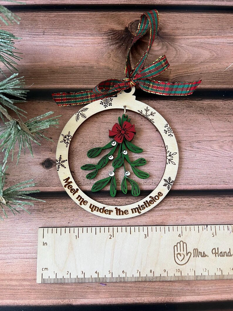 Laser Cut Wood Mistletoe Ornament - Etsy