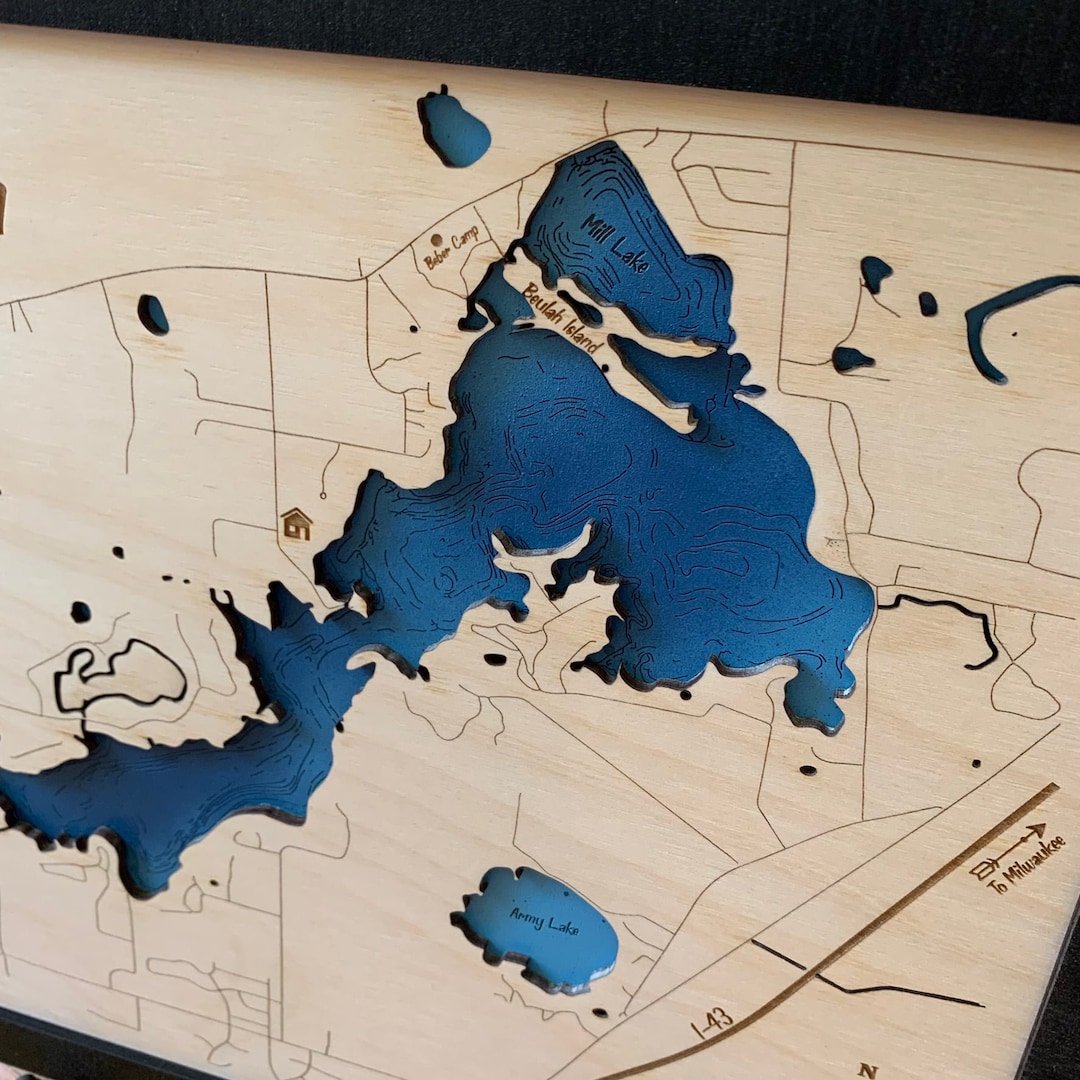 Custom Laser Engraved Lake Maps - Etsy