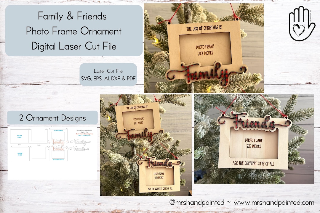 Digital Cut File - Laser Cut Family & Friends Photo Frame Ornament - Etsy
