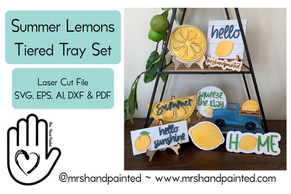 Laser Cut File Summer Lemon Tiered Tray Pieces Digital | Etsy