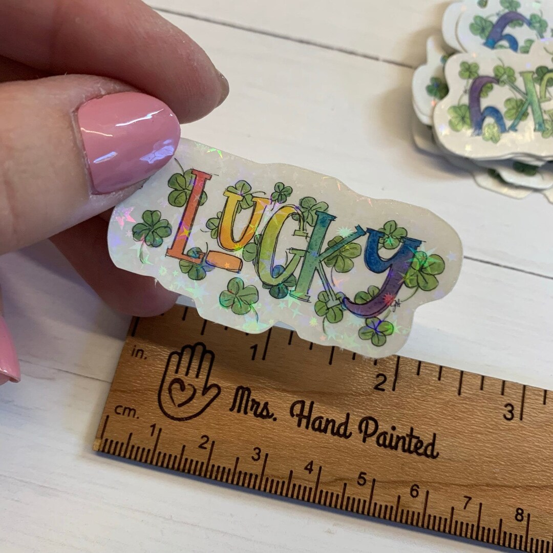 Watercolor Lucky Rainbow Letters and Shamrocks Die Cut Holographic ...