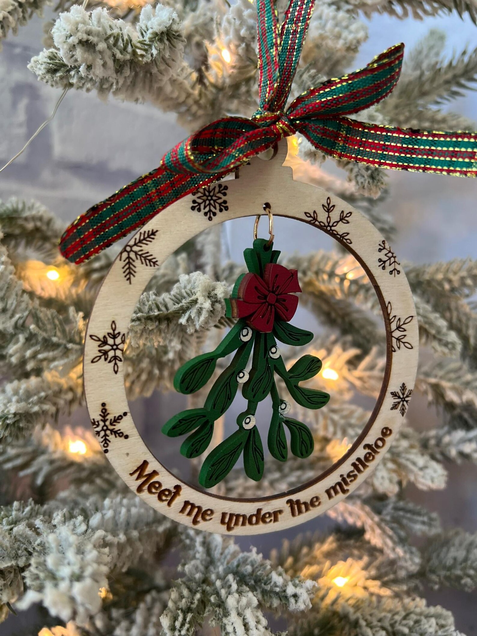 Laser Cut Wood Mistletoe Ornament - Etsy