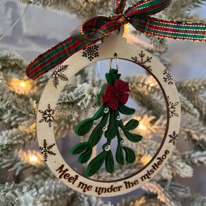 Laser Cut Wood Mistletoe Ornament - Etsy
