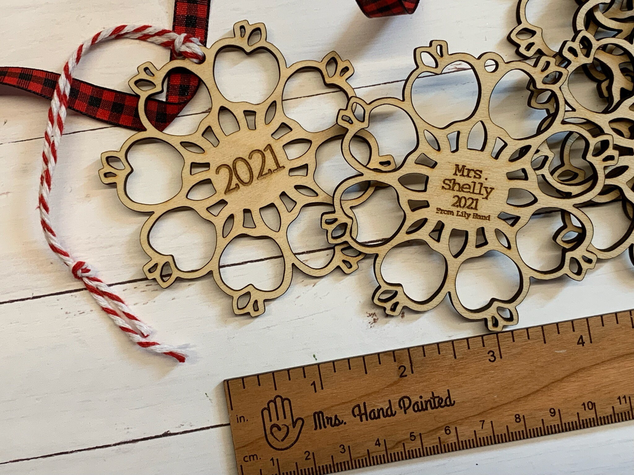 Laser Cut File Apple Snowflake Ornament Teacher Gift | Etsy