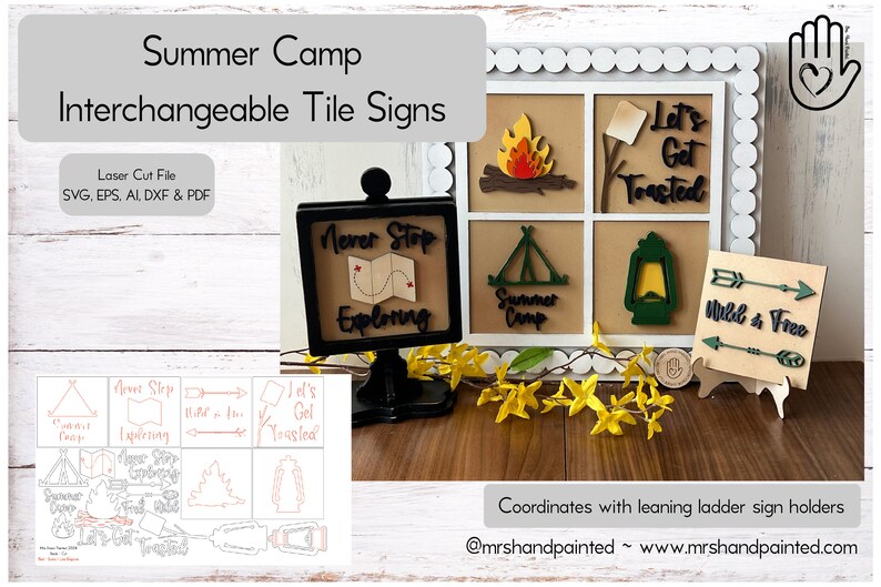Digital Laser Cut File - Summer Camp Interchangeable Sign Tiles - Etsy ...