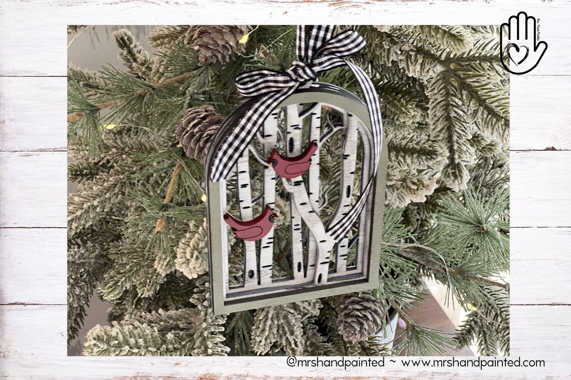 Laser Cut Wood Cardinal in Birch Trees Arch Shaped - Etsy