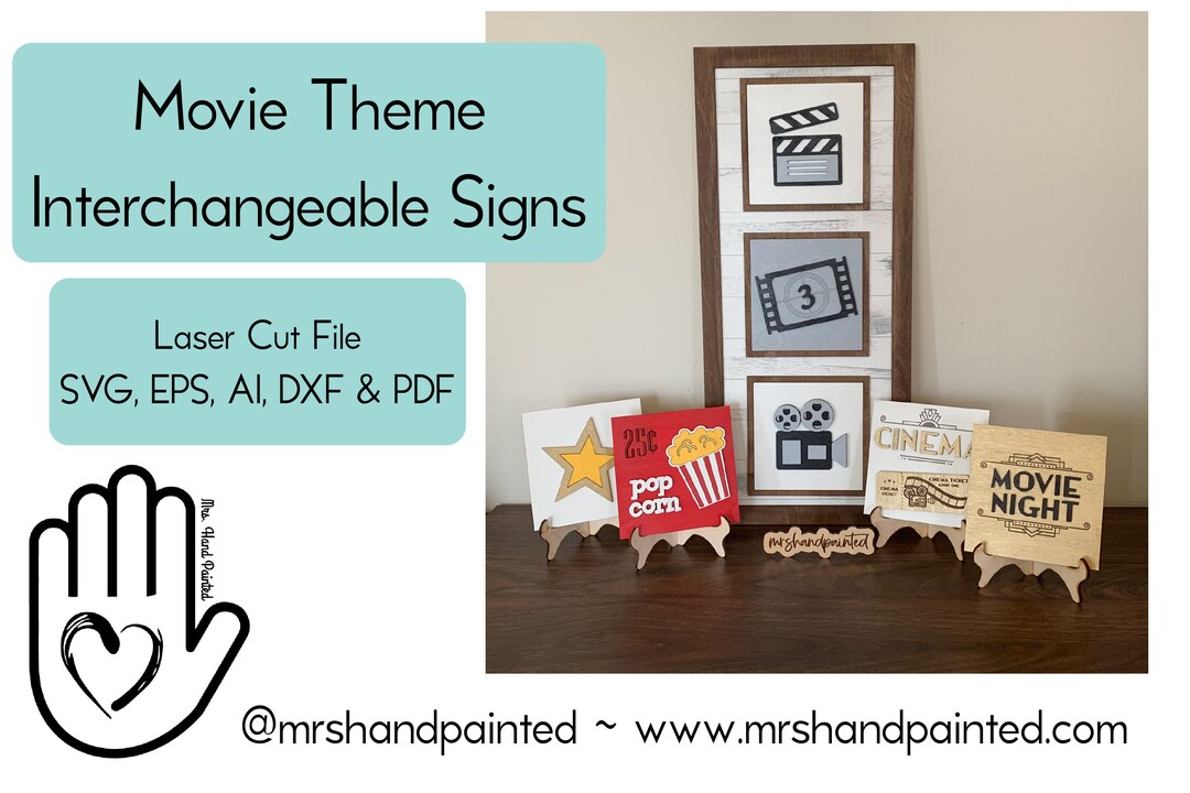 Retro Movie Theater - Interchangeable Sign Tiles - DIGITAL Download Svg ...