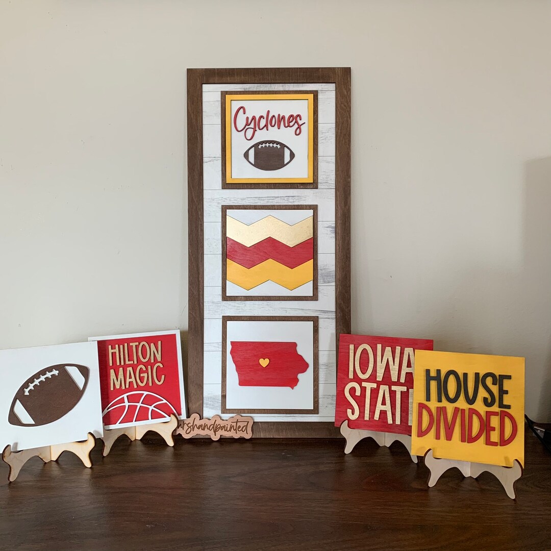 Iowa State Cyclones Interchangeable Signs Laser Cut Wood Painted - Etsy