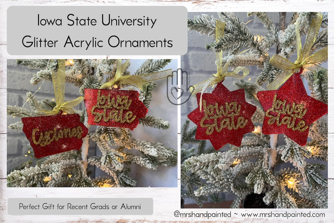 Glitter Acrylic Iowa State University Christmas Ornaments - Etsy