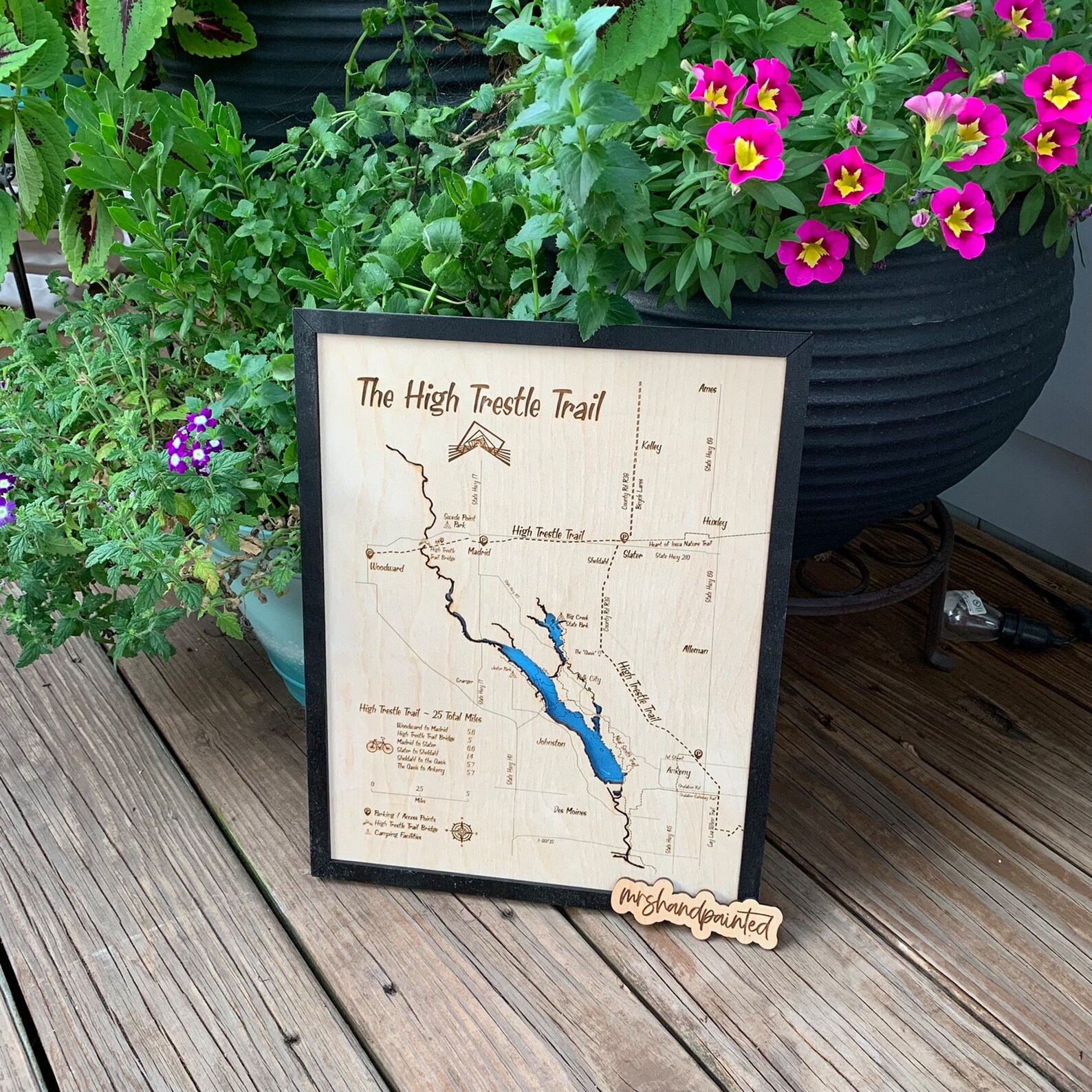 High Trestle Trail - Iowa Bike Trail Map - Laser Engraved Wall Hanging ...