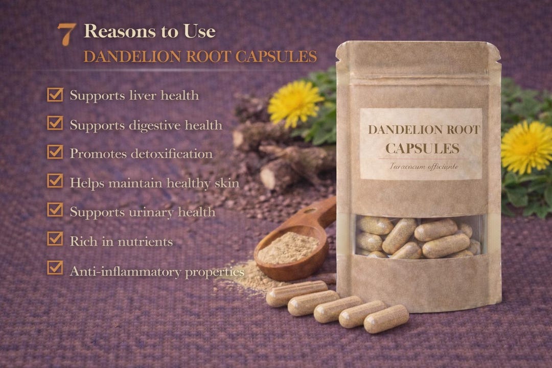 Dandelion Root Herbal Capsules 60 Count | Taraxacum Officinale ...