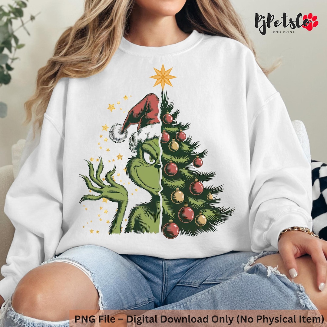 Grinch Christmas Tree PNG | Funny Xmas Shirt Design (digital Download ...