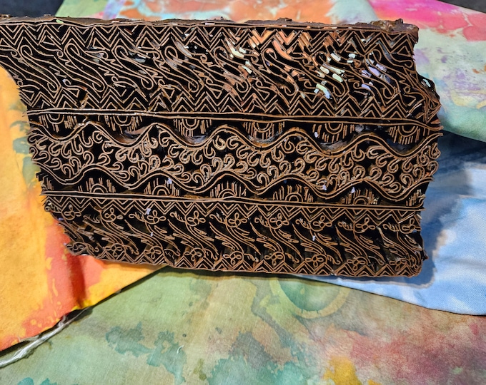 Vintage Indonesian Batik Copper Fabric Textile Stamp TJAP W/handle 7 5/ ...