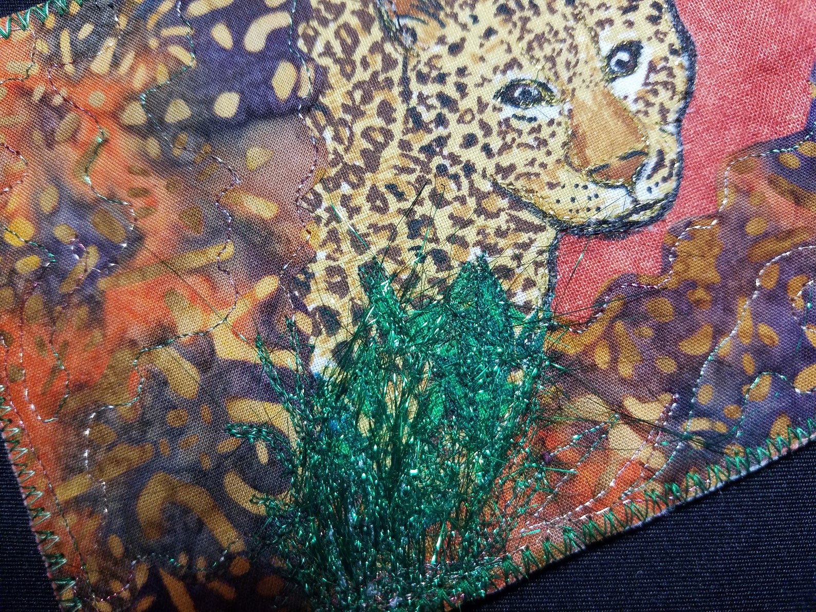 Cheetah on Safari Series Quilted Fabric Postcard Art Quilt Ready to ...