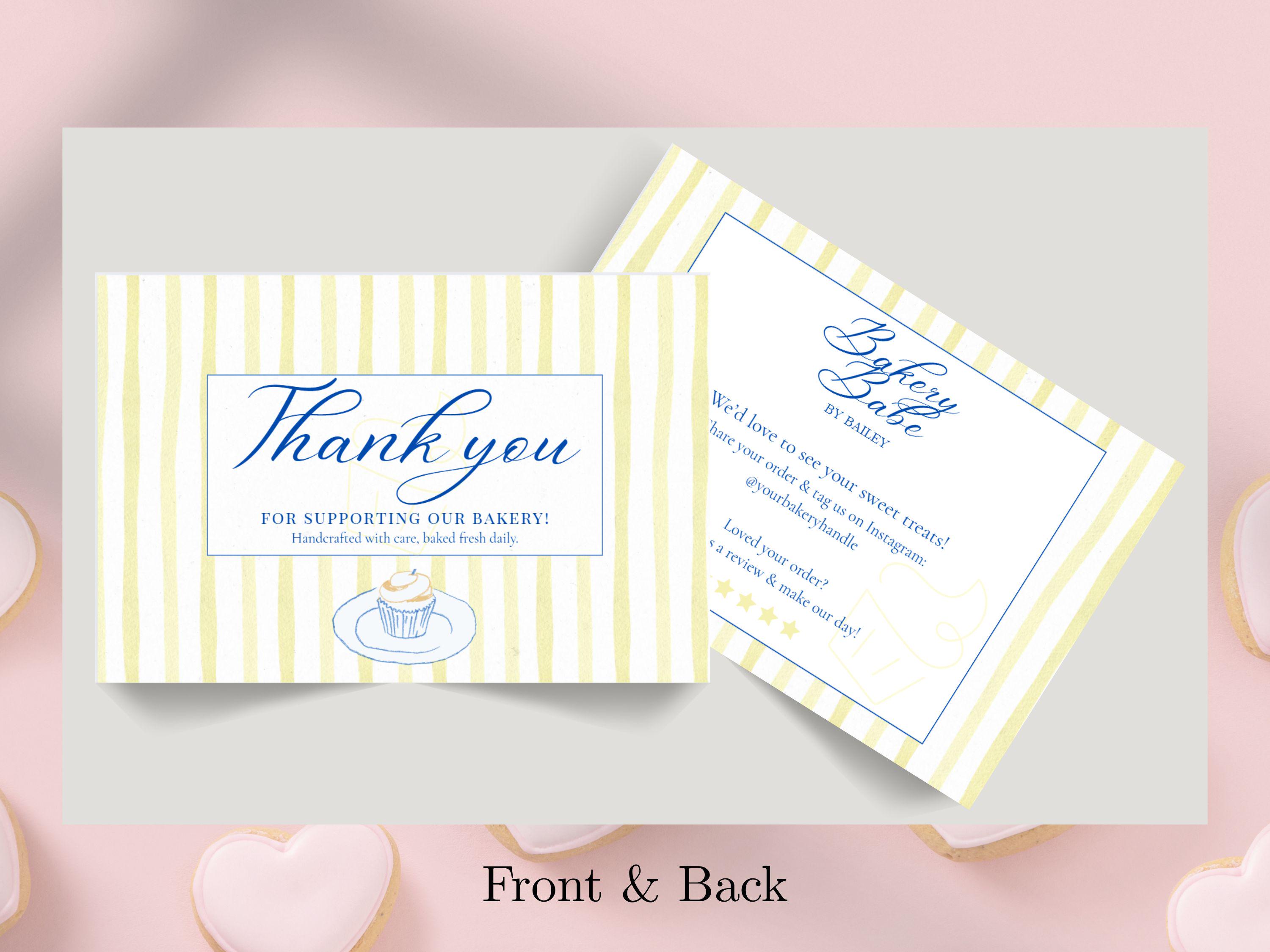 Bakery Thank You & Review Card Template Canva Editable Printable Insert ...