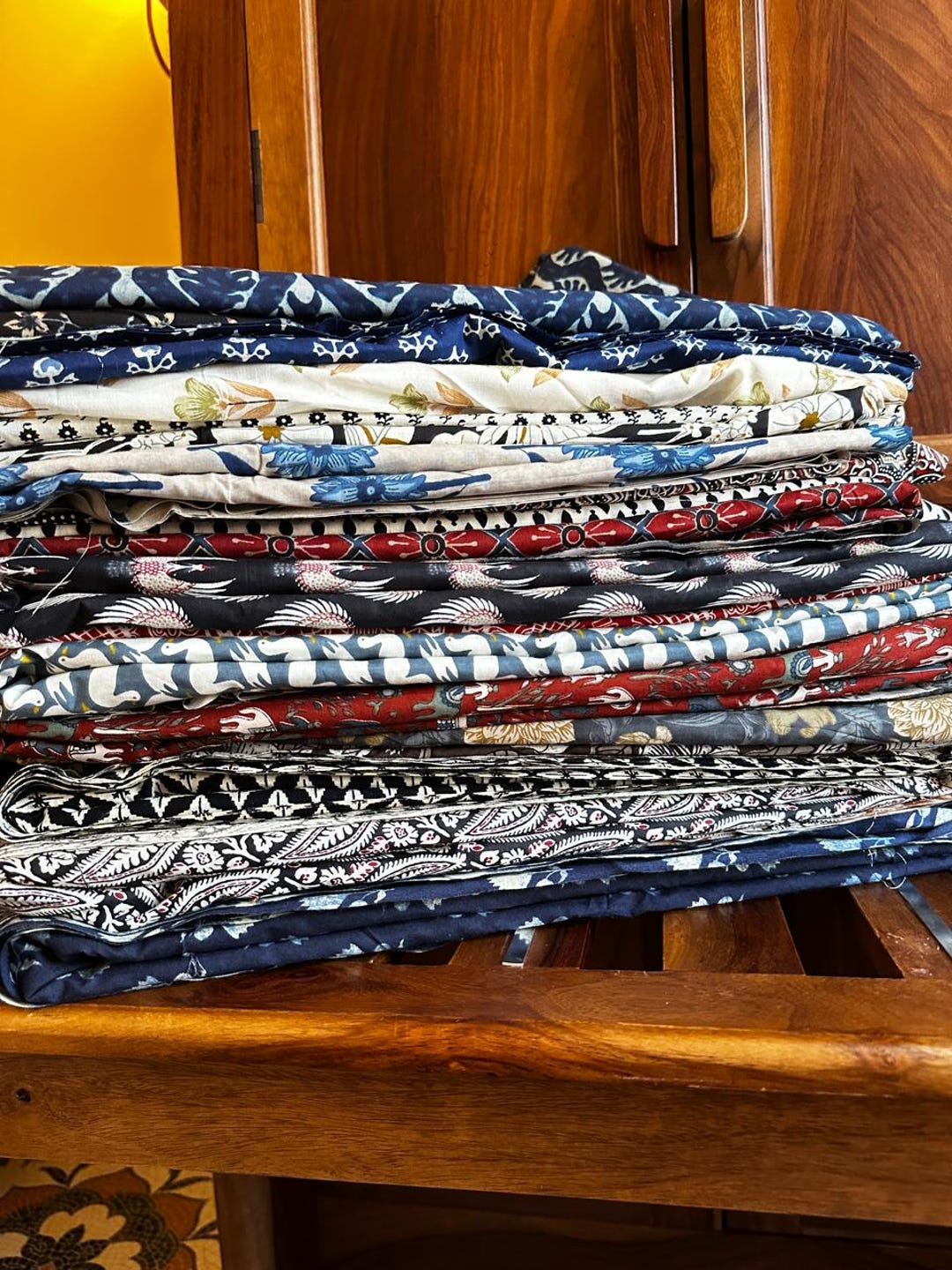 Hand Block Printed Floral Fabric Bundles Indian 100% Cotton Summer ...