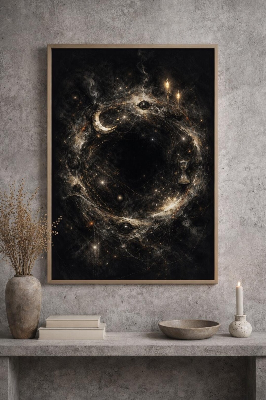 Meta Spiritual Art Print | Abstract Sacred Geometry | Dark Circular ...