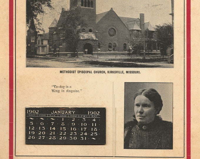 Complete Vintage 1902 Calendar Kirksville Missouri Methodist Church VF ...