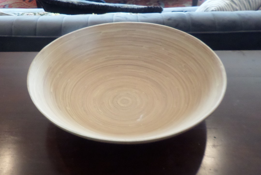 A Large Vintage Wood Bamboo Bowl 18in Wide X 6in Tall All Good No ...