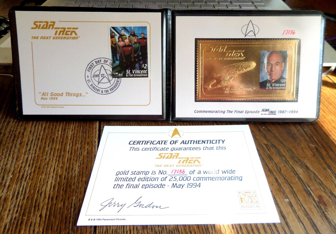 Star Trek TNG Gold Stamp Set: 1994 Limited Edition With COA - Etsy