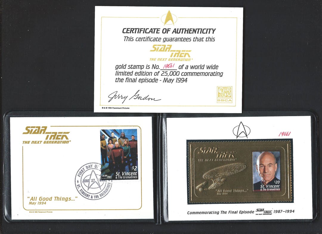 Star Trek TNG 1994 Gold Stamp Set: Limited Edition W/ COA - Etsy