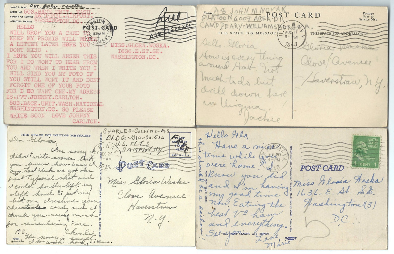 4 Vintage US WWII 1940s Postcards Military Patriotic Soldiers Colorful ...