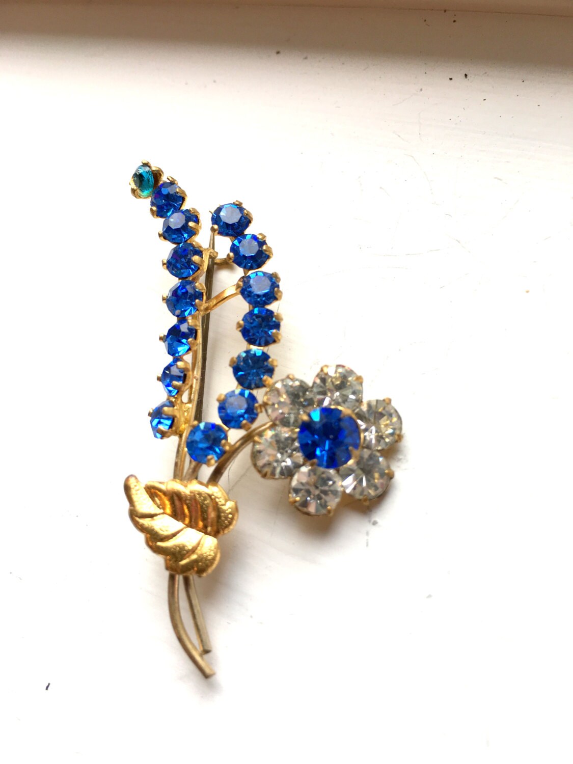 Vintage Antique Sparkling Brooch Pin Light Blue Iridescent and | Etsy