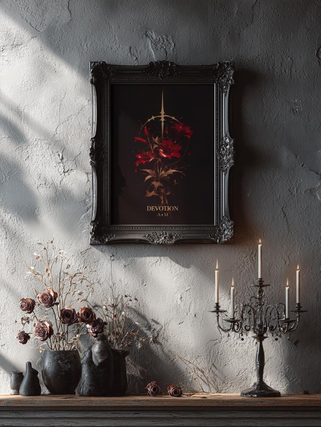 Personalized Vamp Rose Gothic Vertical Poster | Vampire Love Wall Art ...