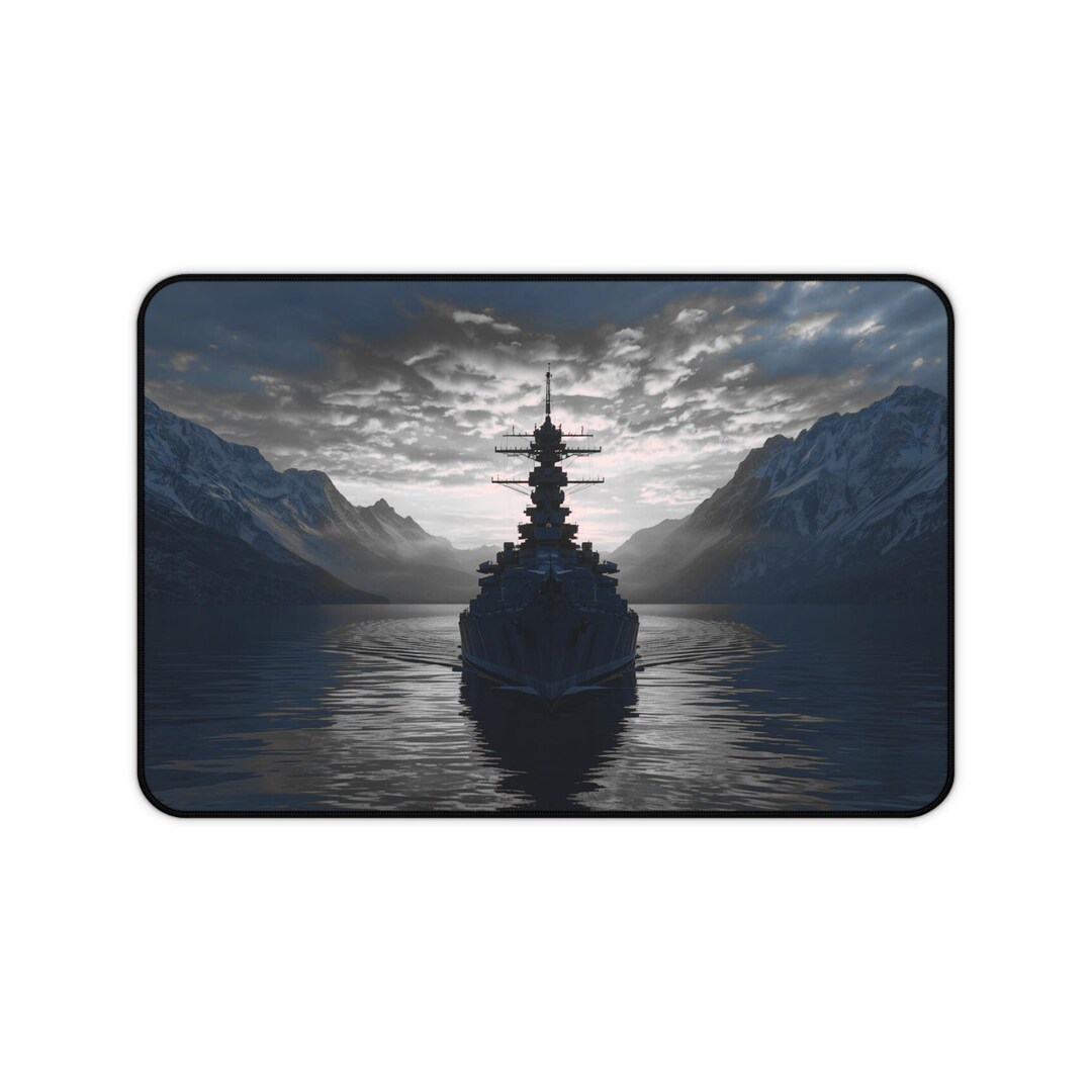 Warship at Dusk Desk Mat | Naval Battleship Scenic Mousepad - Etsy