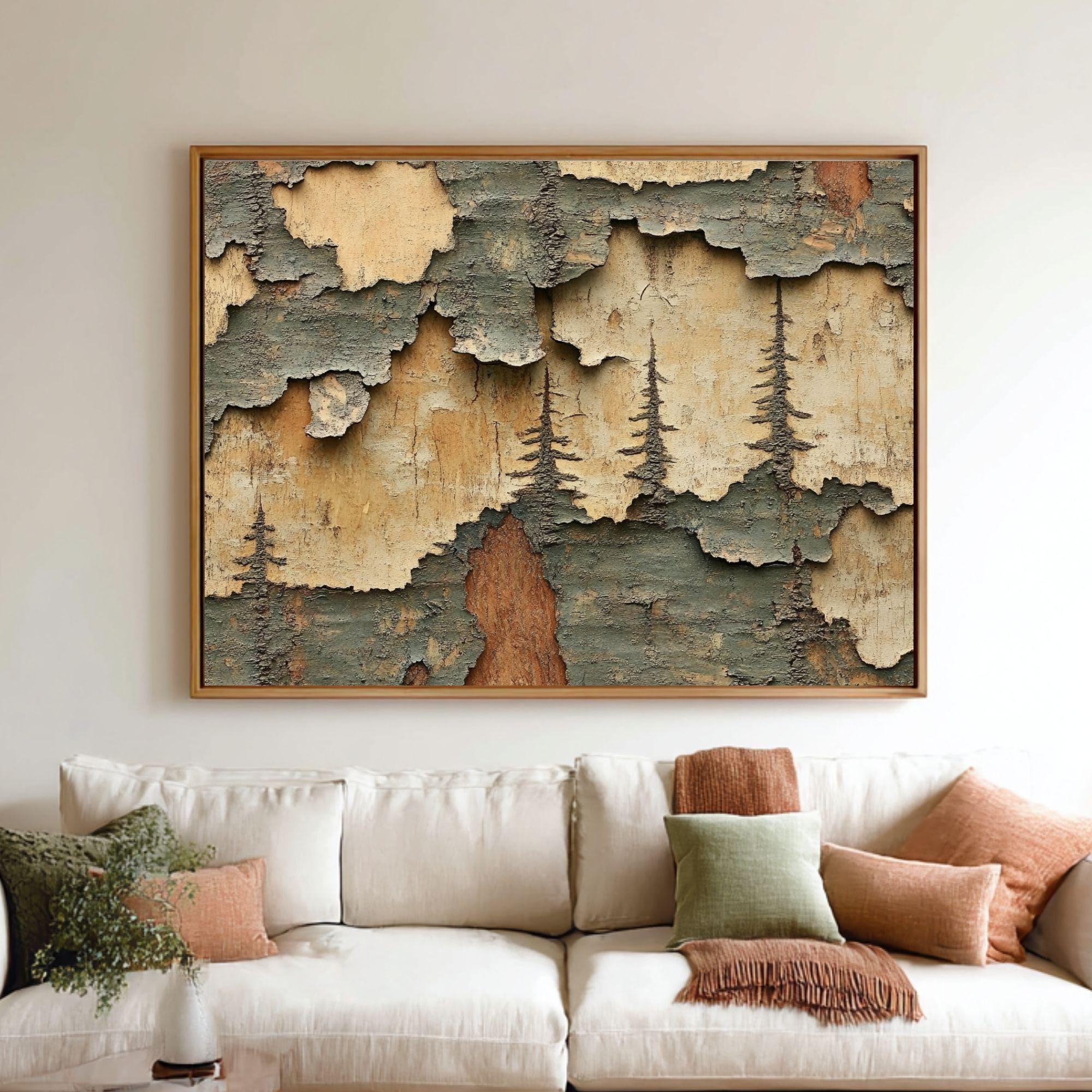 Weathered Look Timber Peaks Canvas Wall Art, Rustic Art Print, Earthy ...