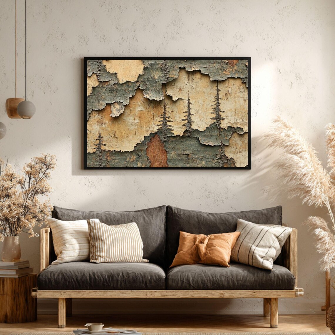 Weathered Look Timber Peaks Canvas Wall Art, Rustic Art Print, Earthy ...