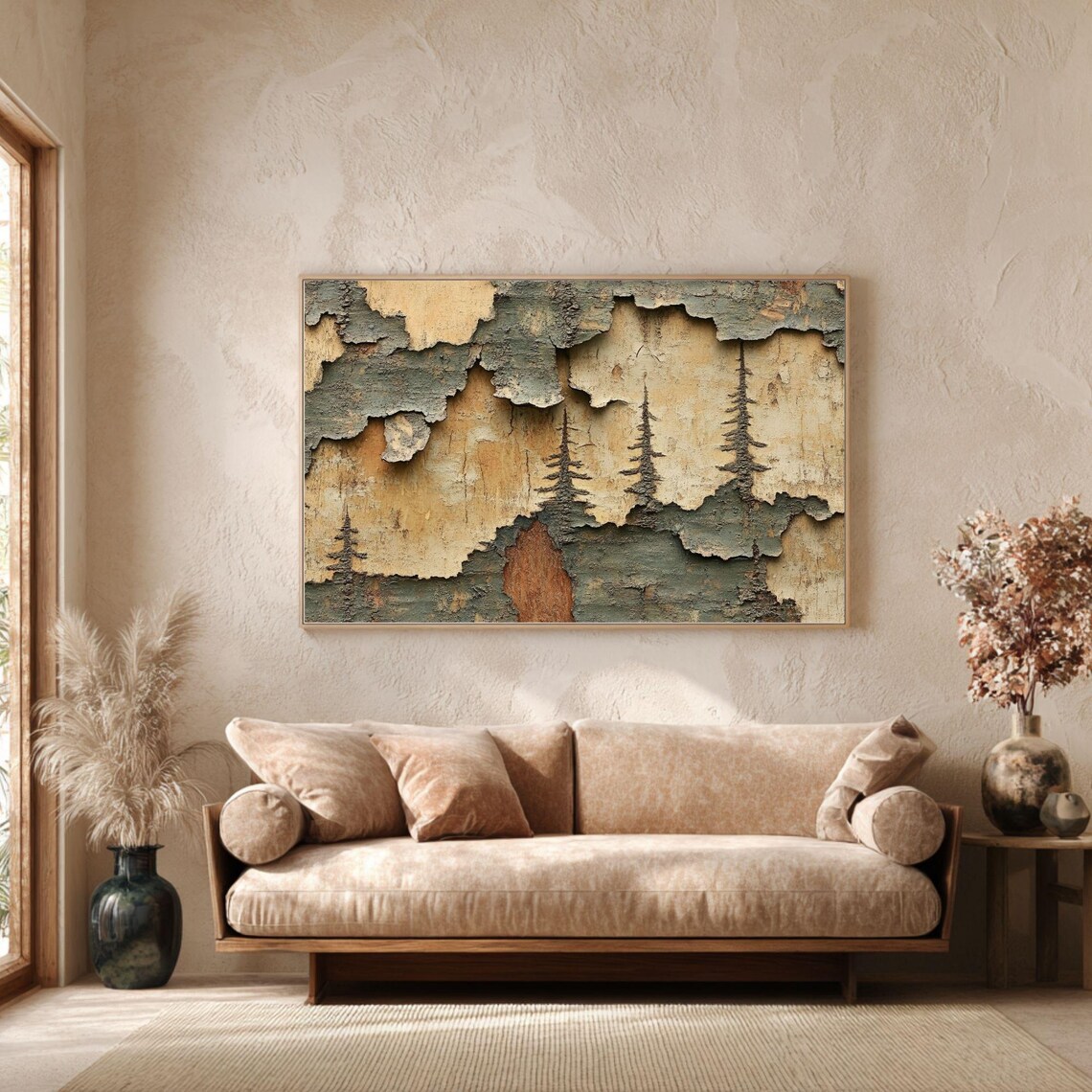 Weathered Look Timber Peaks Canvas Wall Art, Rustic Art Print, Earthy ...