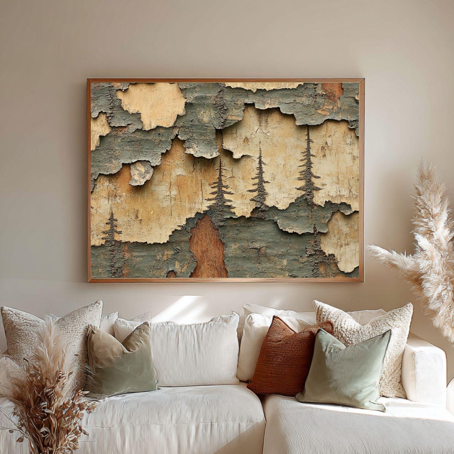 Weathered Look Timber Peaks Canvas Wall Art, Rustic Art Print, Earthy ...