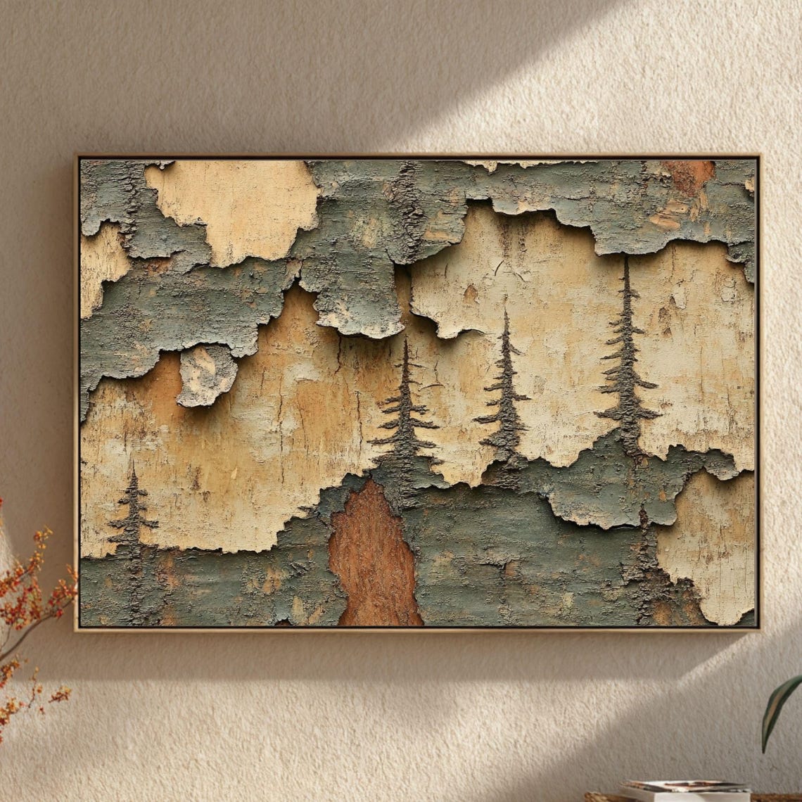 Weathered Look Timber Peaks Canvas Wall Art, Rustic Art Print, Earthy ...