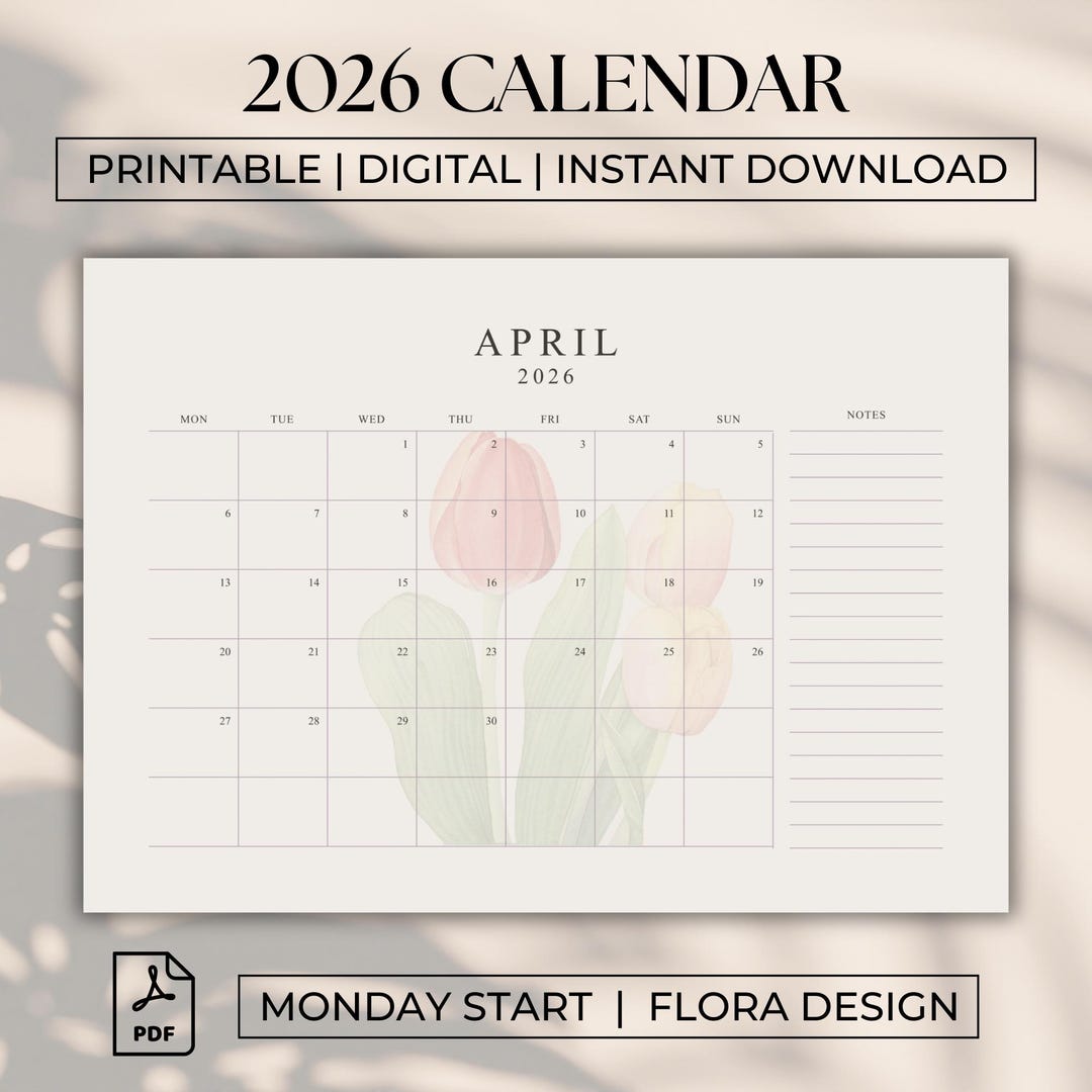 Watercolor 2026 Monthly Calendar Landscape | Digital Download - Etsy