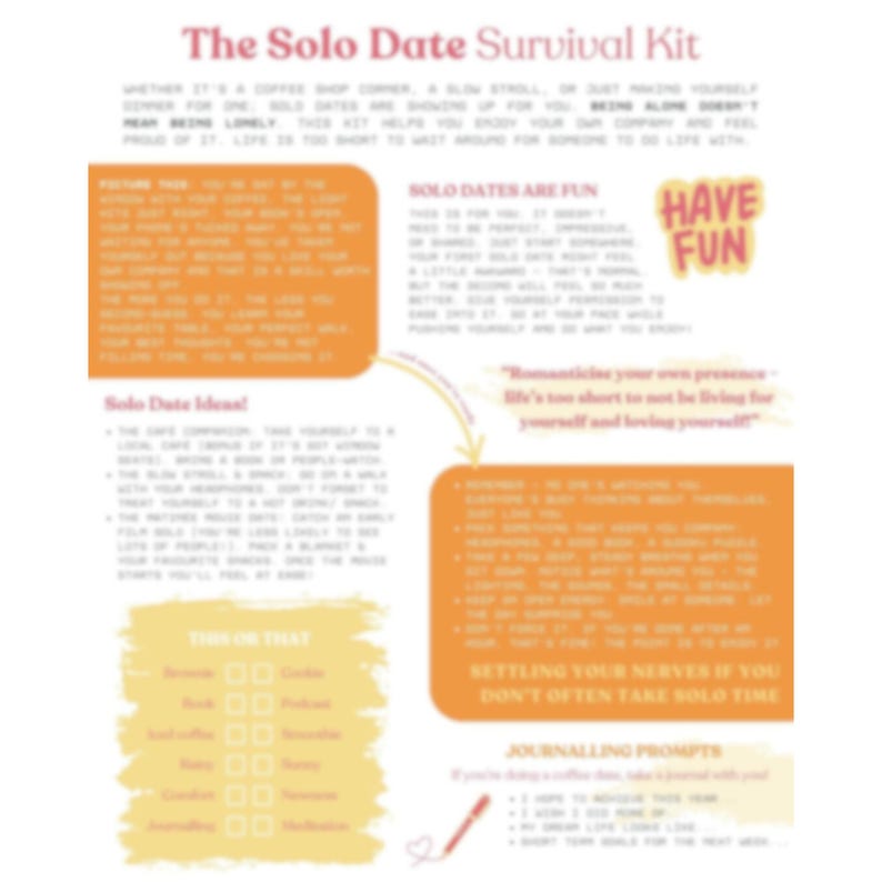 The Solo Date Survival Kit (dopamine Booster) - Etsy