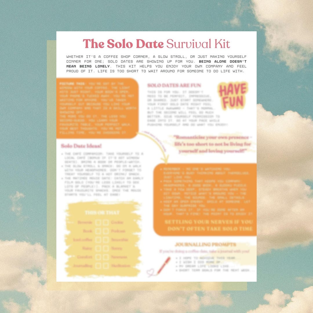 The Solo Date Survival Kit (dopamine Booster) - Etsy