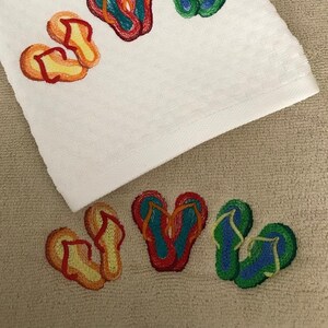 Machine Embroidered "light Contour Stitching" Design - Flip Flop Towel ...