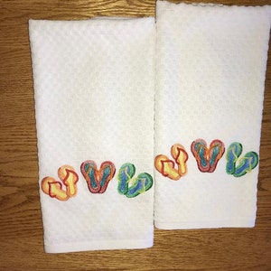Machine Embroidered "light Contour Stitching" Design - Flip Flop Towel ...