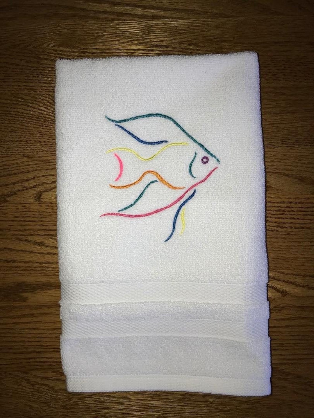 Machine Embroidered "tropical Angel Fish" Design Towel, Hand Towel ...
