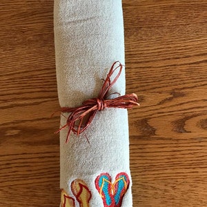 Machine Embroidered "light Contour Stitching" Design - Flip Flop Towel ...