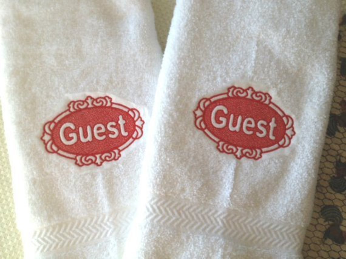 Machine Embroidered "guest" Design - Hand Towel/towel for Bathroom - Etsy