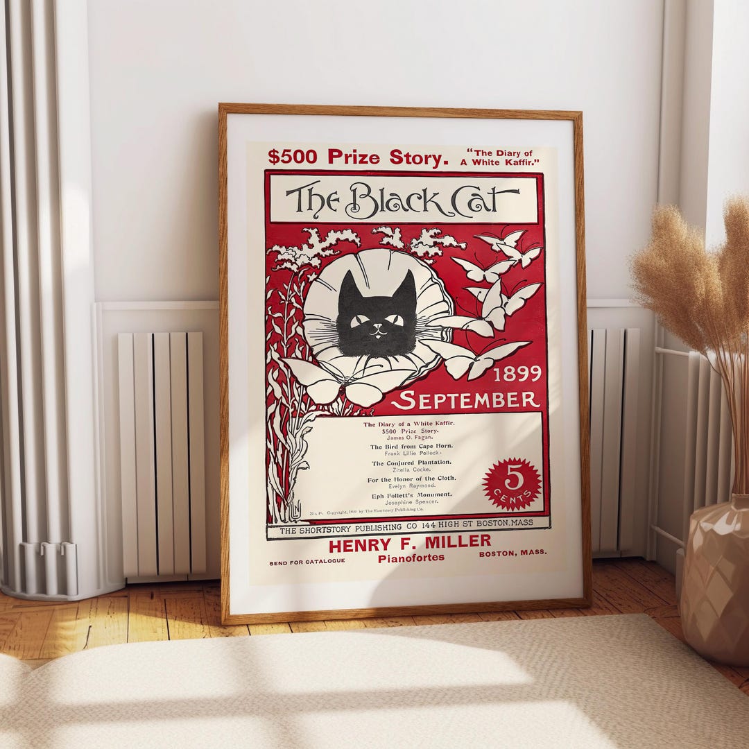 Vintage Black Cat Magazine Cover Wall Art Print: September 1899 Retro ...