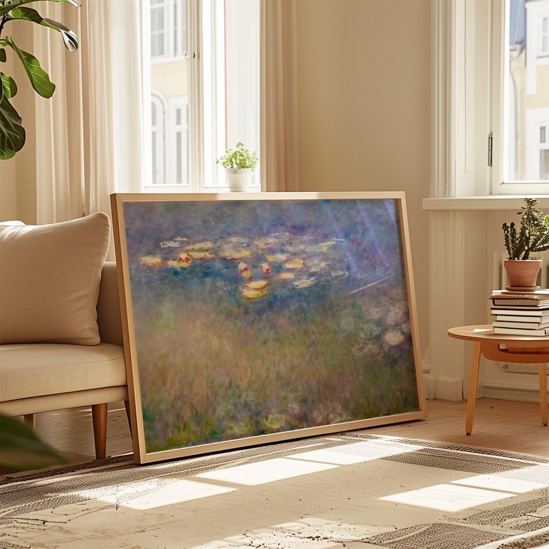 Claude Monet Water Lilies Wall Art Print, Soft Impressionist Pond ...